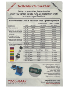 Torque Chart Adhesive Label - TOOL-MARK